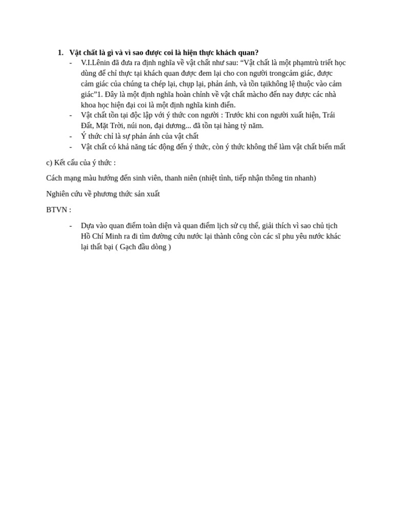 Vật Chất Là Gì Và Vì Sao Được Coi Là Hiện Thực Khách Quan | PDF