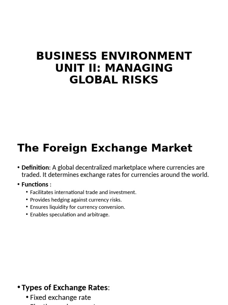 Unit 2 Business Environment | PDF | Currency | Risk
