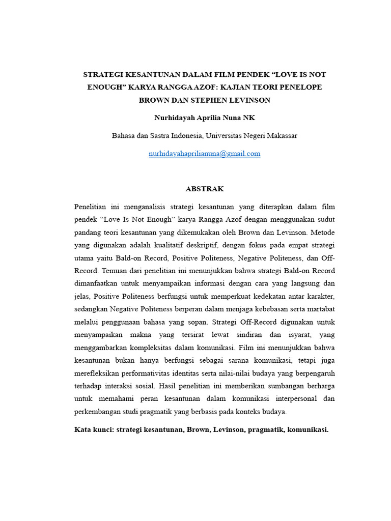 ANALISIS FILM PENDEK | PDF