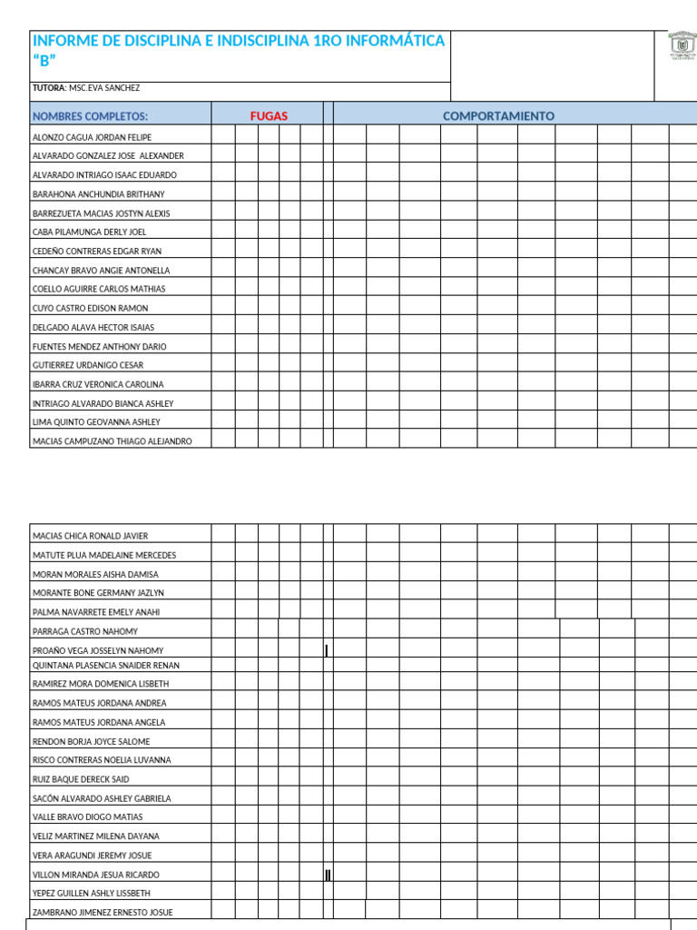 Informe de Disciplina 1ro Info. B | PDF