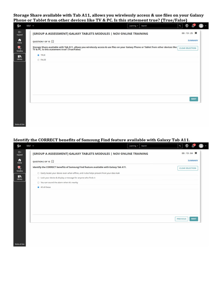 Galaxy Tablets Modules Nov Online Training Answers | PDF