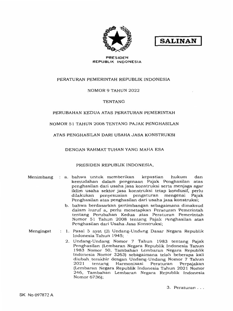 PP Nomor 9 Tahun 2022 (2) | PDF