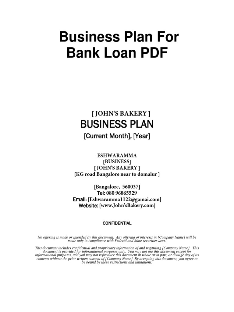 Sample Business Plan For Bank Loan PDF | PDF | Expense | Bakery