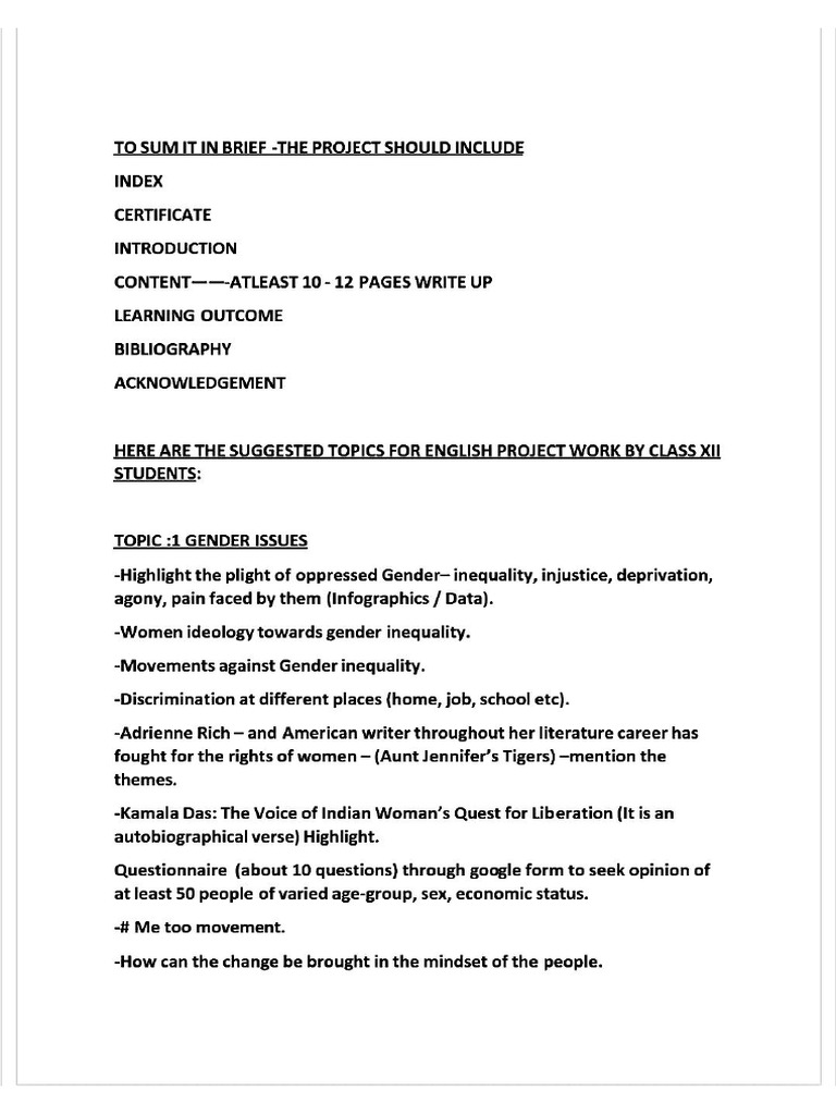 Class 12th Project File's Topic of English | PDF