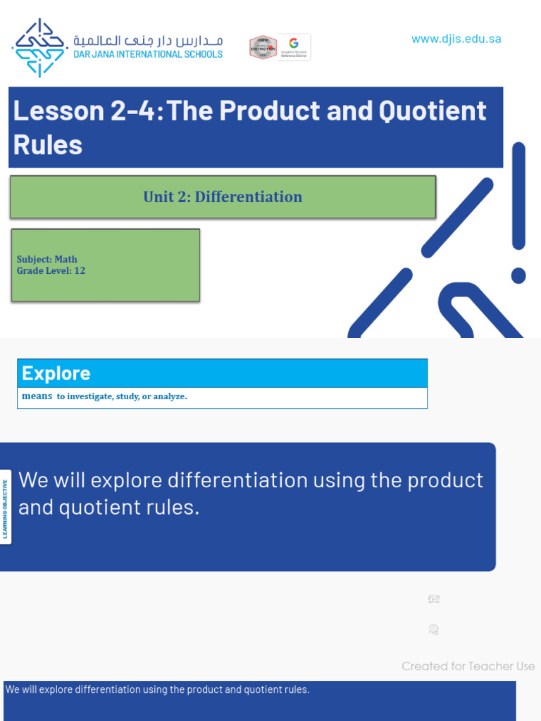 Product and Quotient Rules in Differentiation | PDF | Derivative | Teachers