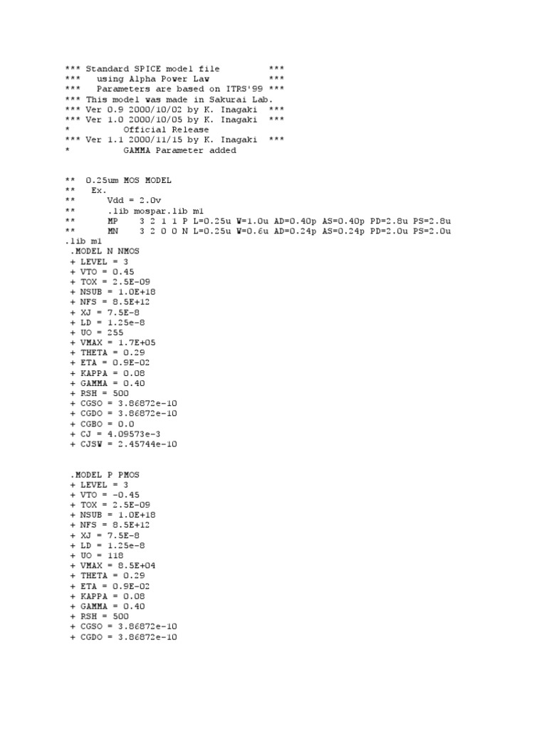 Standard SPICE Model File | PDF | Semiconductor Devices | Semiconductors
