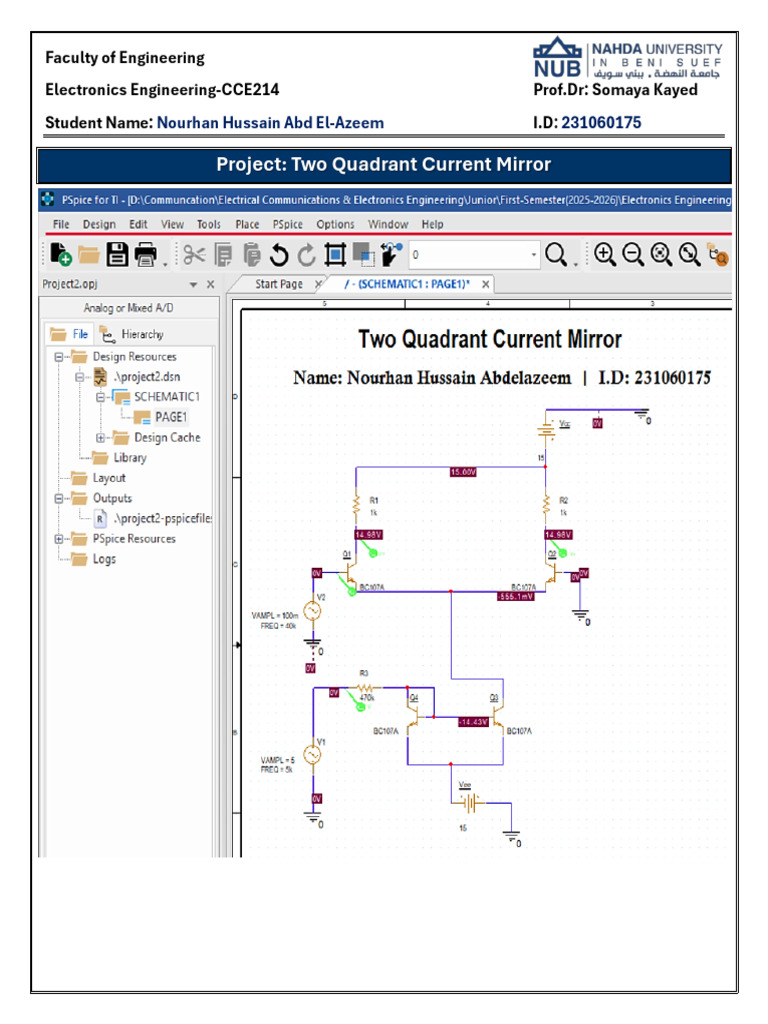 Two Quadrant Current Mirror Project | PDF