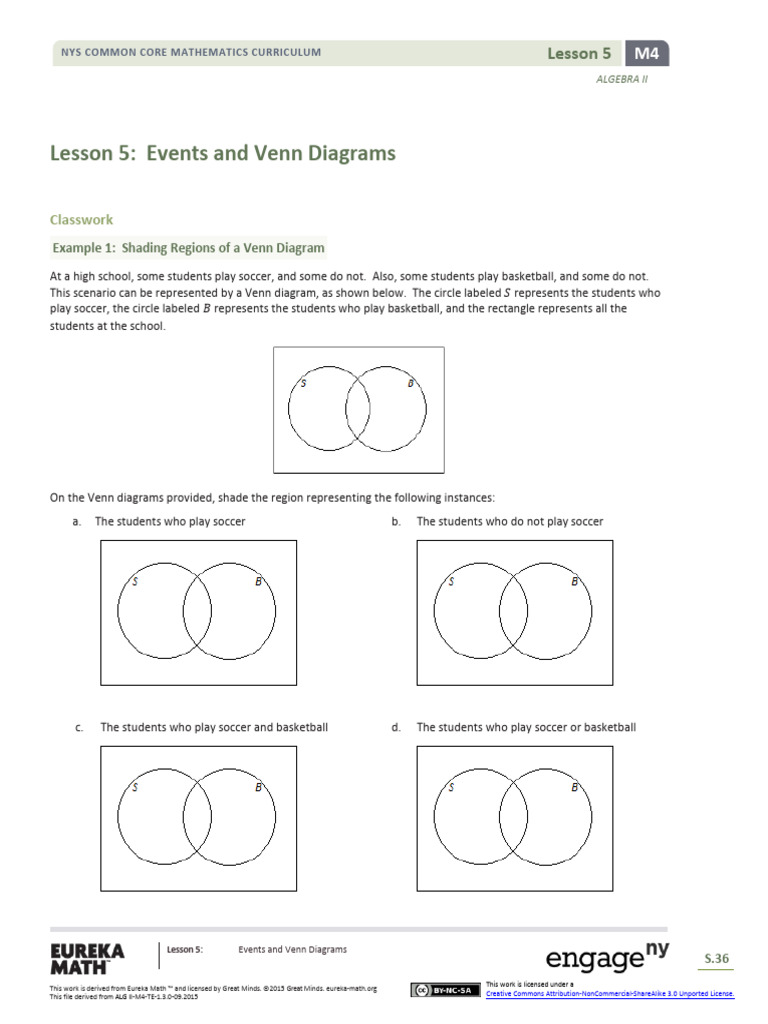 Events and Venn Diagrams in Algebra II | PDF | Mathematics | Creative ...