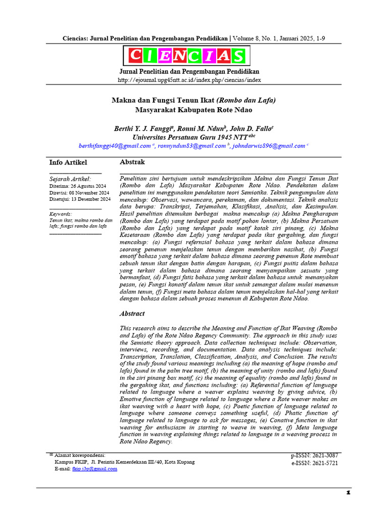 Berthi+Y.+J.+Fanggi,+et+al+-+Makna+dan+Fungsi+Tenun+Ikat+Rombo+dan+Lafa | PDF