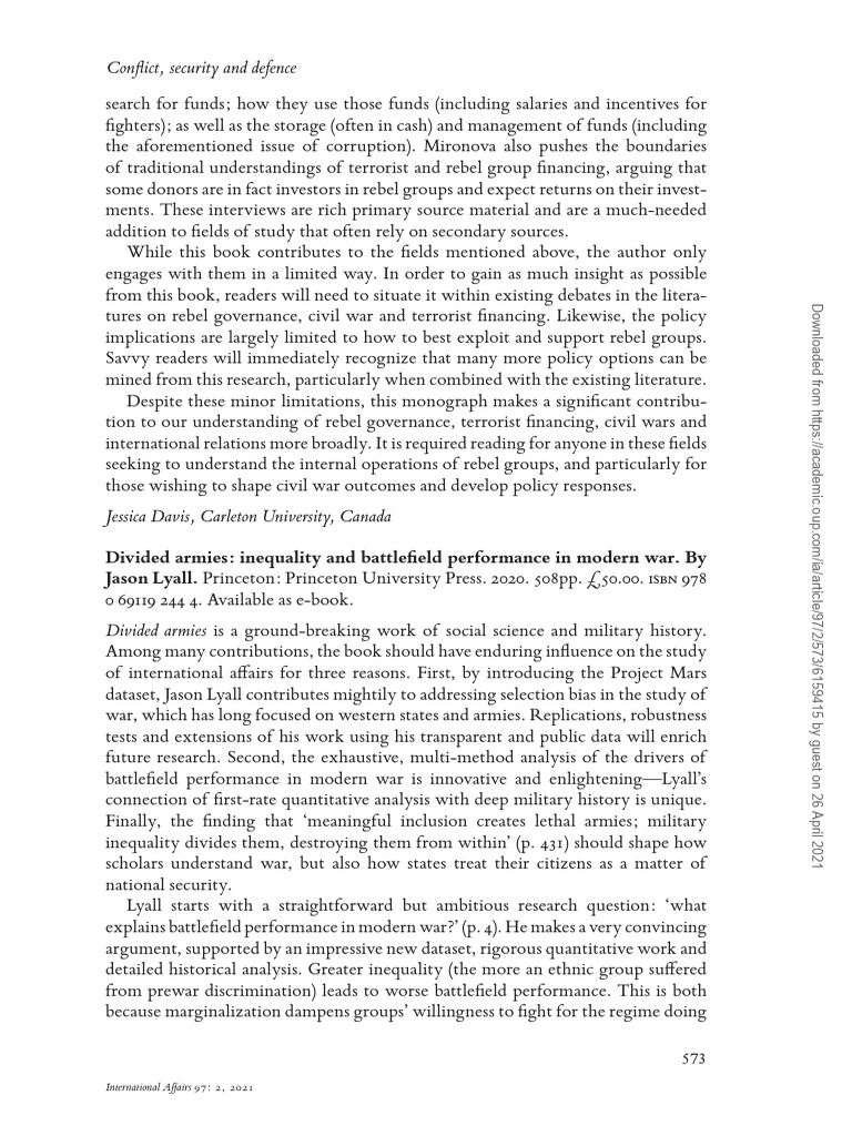 Divided Armies Inequality and Battlefield Performa | PDF | Military ...