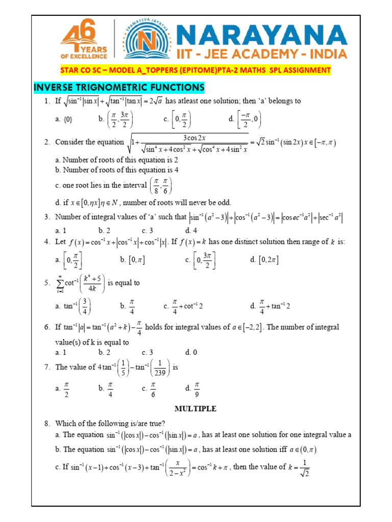 SR Star Co SC - Model A (Epitome) - Toppers - Pta-2 - Maths - SPL ...