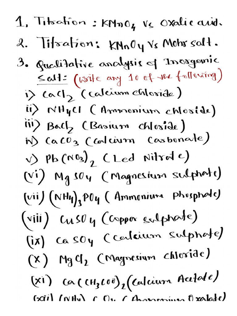 Experiments For - XII Chemistry Lab Note Book. | PDF