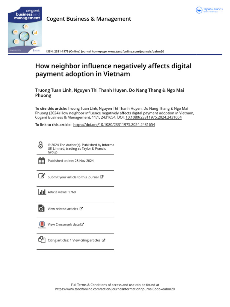 How Neighbor Influence Negatively Affects Digital Payment Adoption in ...