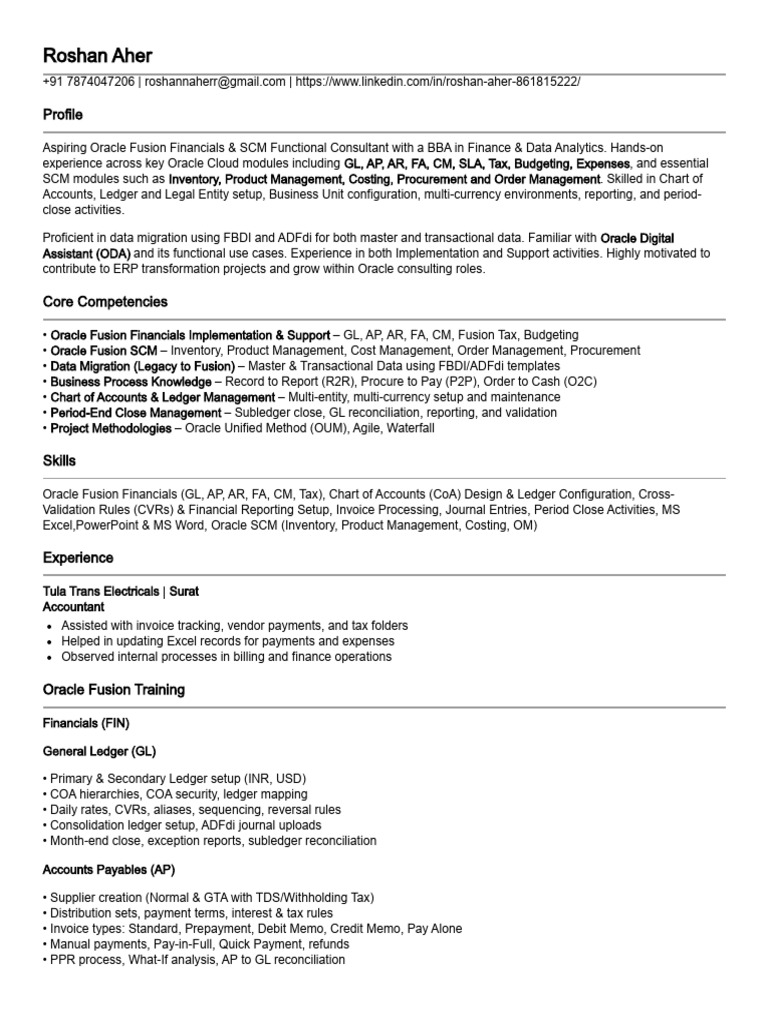 Oracle Financial & SCM - Roshan Aher | PDF | Debits And Credits ...
