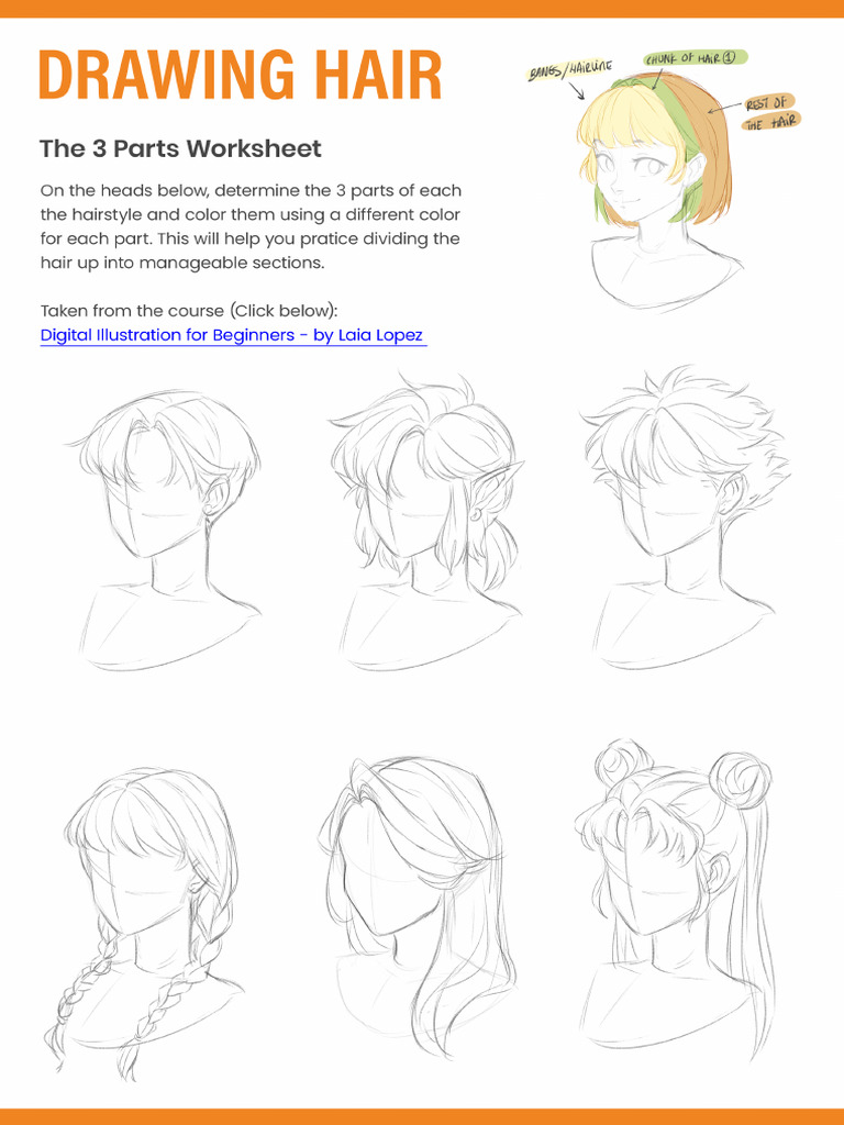 Drawing Hair Worksheet | PDF