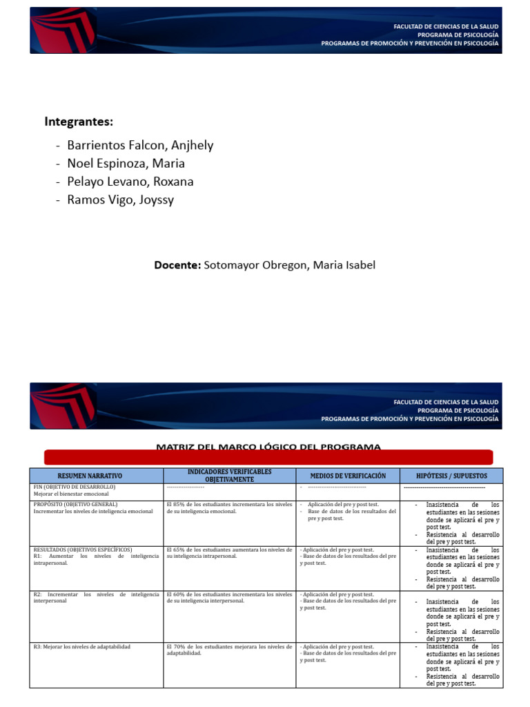 MATRIZ OPERACIONALIZACIÓN DE VARIABLE - MARCO LOGICO DEL PROGRAMA.docx | PDF | Inteligencia ...