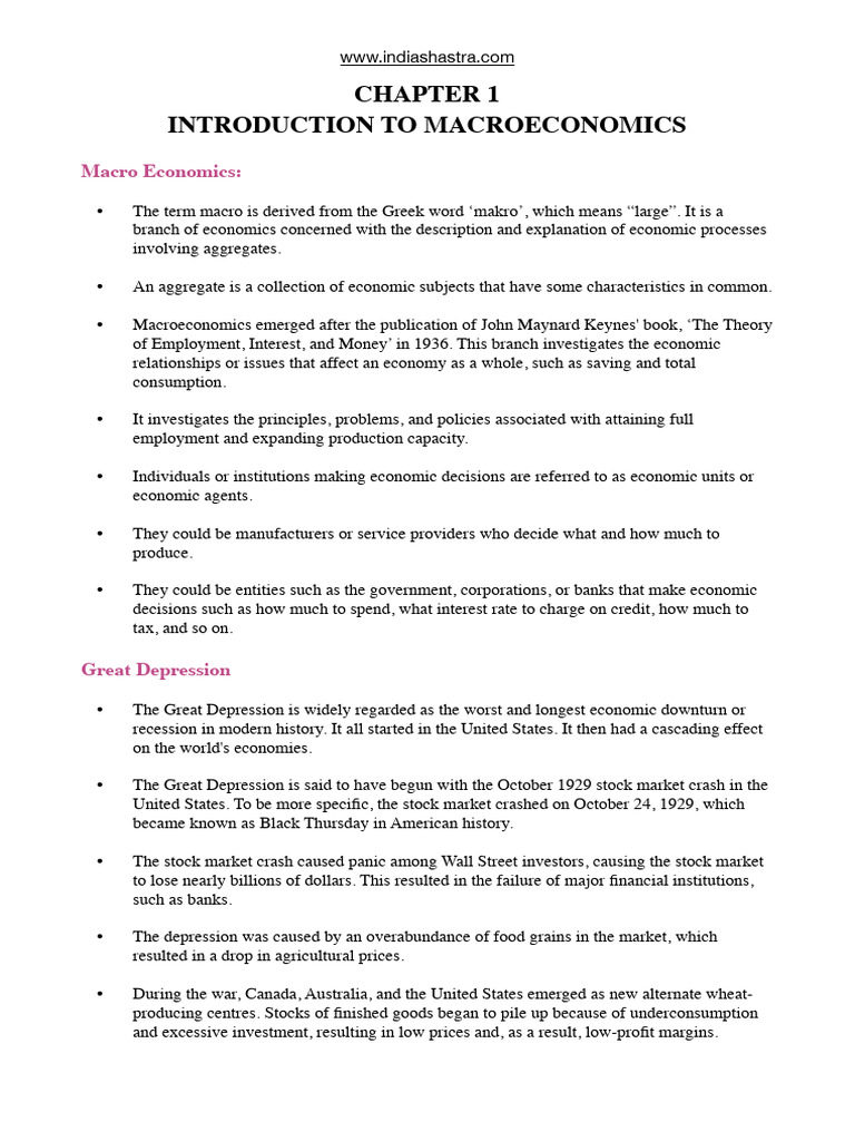 Introduction To Macroeconomics: Macro Economics | PDF | Gross Domestic ...