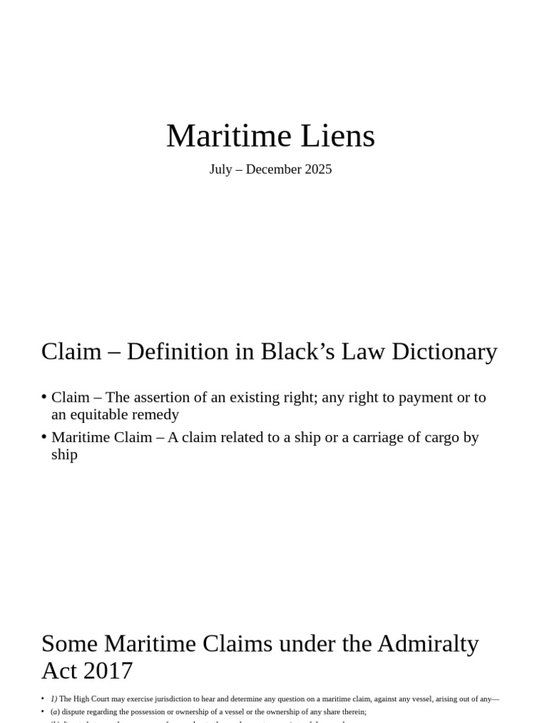 Maritime Liens 1 | PDF | In Rem Jurisdiction | Private Law
