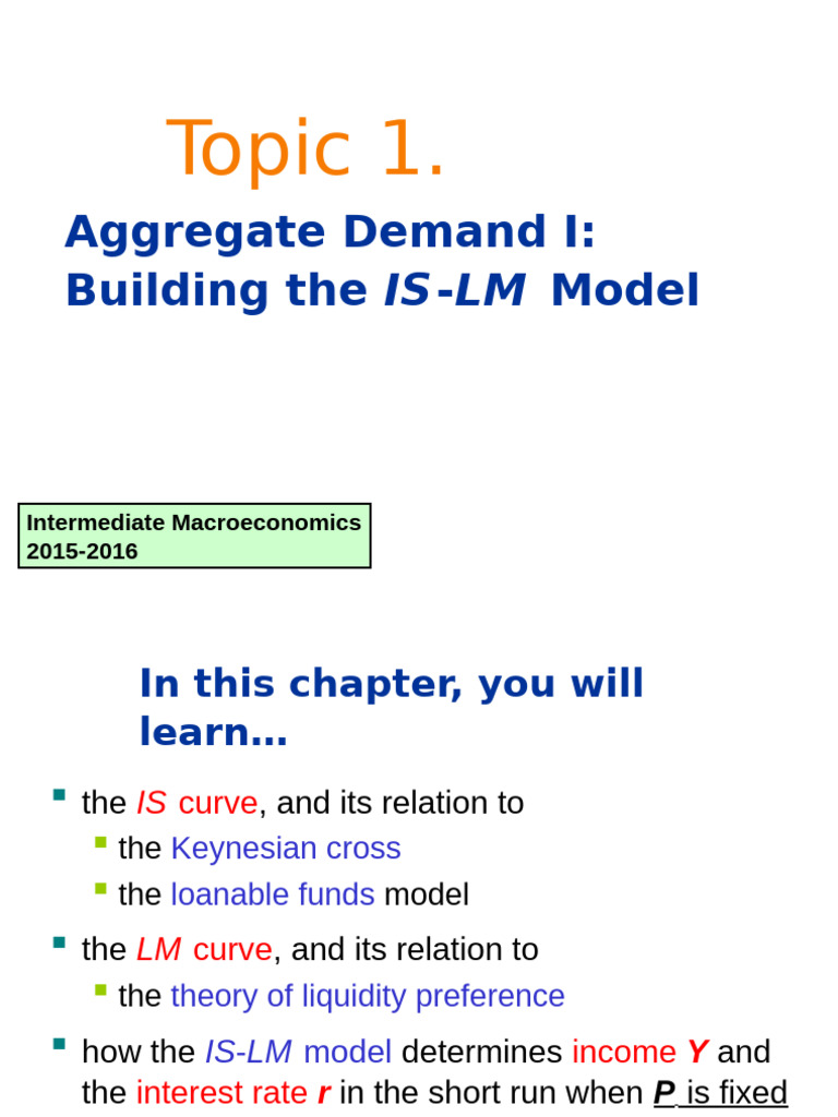 Topic 1 Aggregate Demand Closed Economy | PDF | Aggregate Demand | Interest