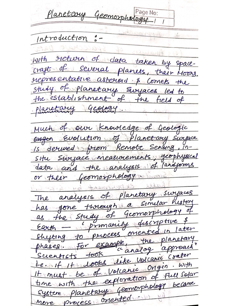 Planetary Geomorphology Notes | PDF
