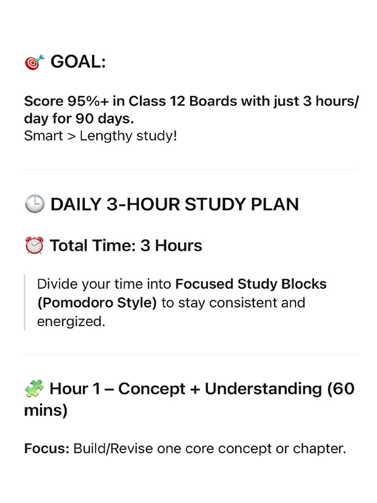 3 Hour Study Plan | PDF