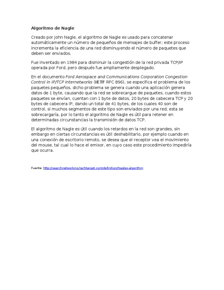 Algoritmo de Nagle | PDF