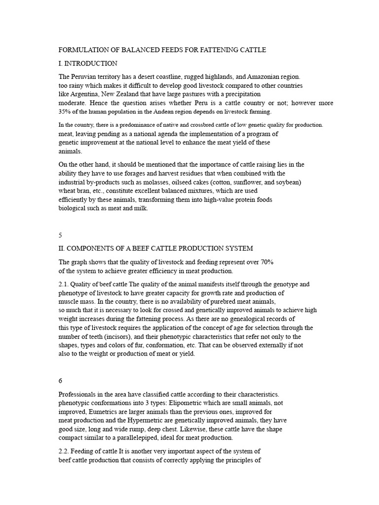 Balanced Feed Formulation for Cattle | PDF | Digestion | Ruminant