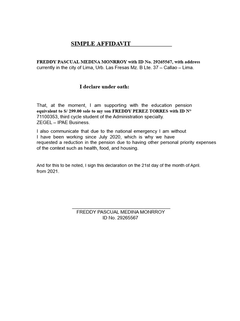 Simple Affidavit | PDF
