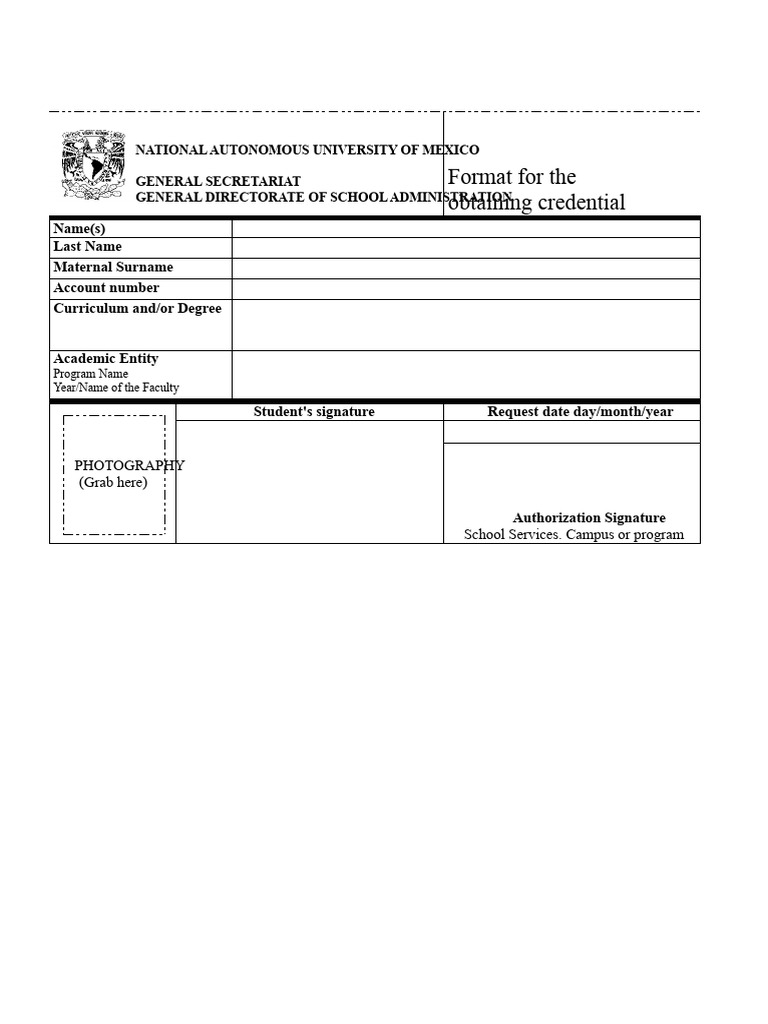 UNAM Credential Application Format | PDF
