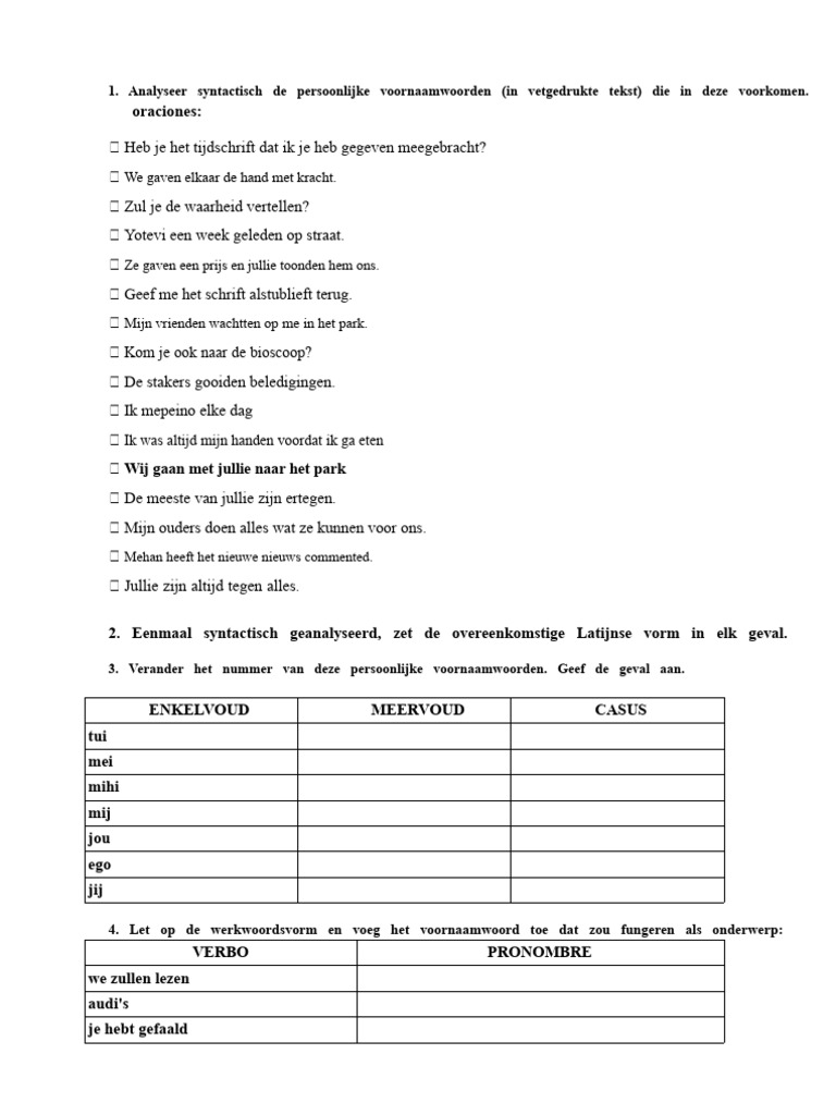 Oefeningen Persoonlijke Voornaamwoorden in Het Latijn | PDF