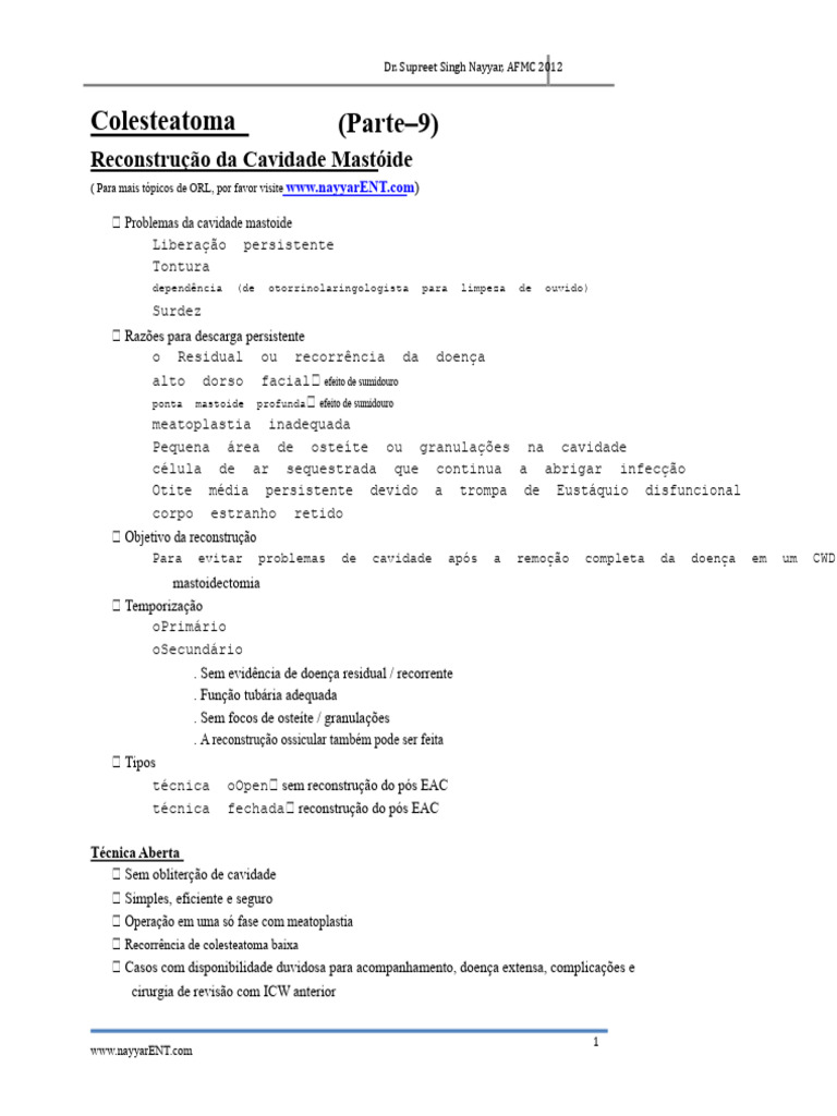 Reconstrução da Cavidade Mastóide | PDF | Osso | Orelha