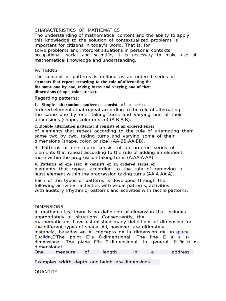 Key Characteristics of Mathematics | PDF | Mathematics | Discourse