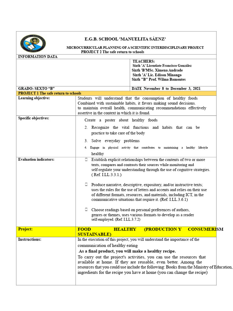 Interdisciplinary Project From NOVEMBER 08 TO DECEMBER 03 | PDF ...