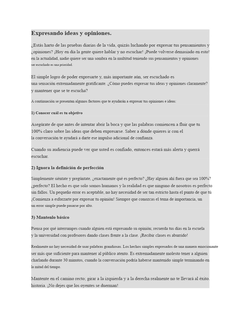 Expresando Ideas y Opiniones | PDF