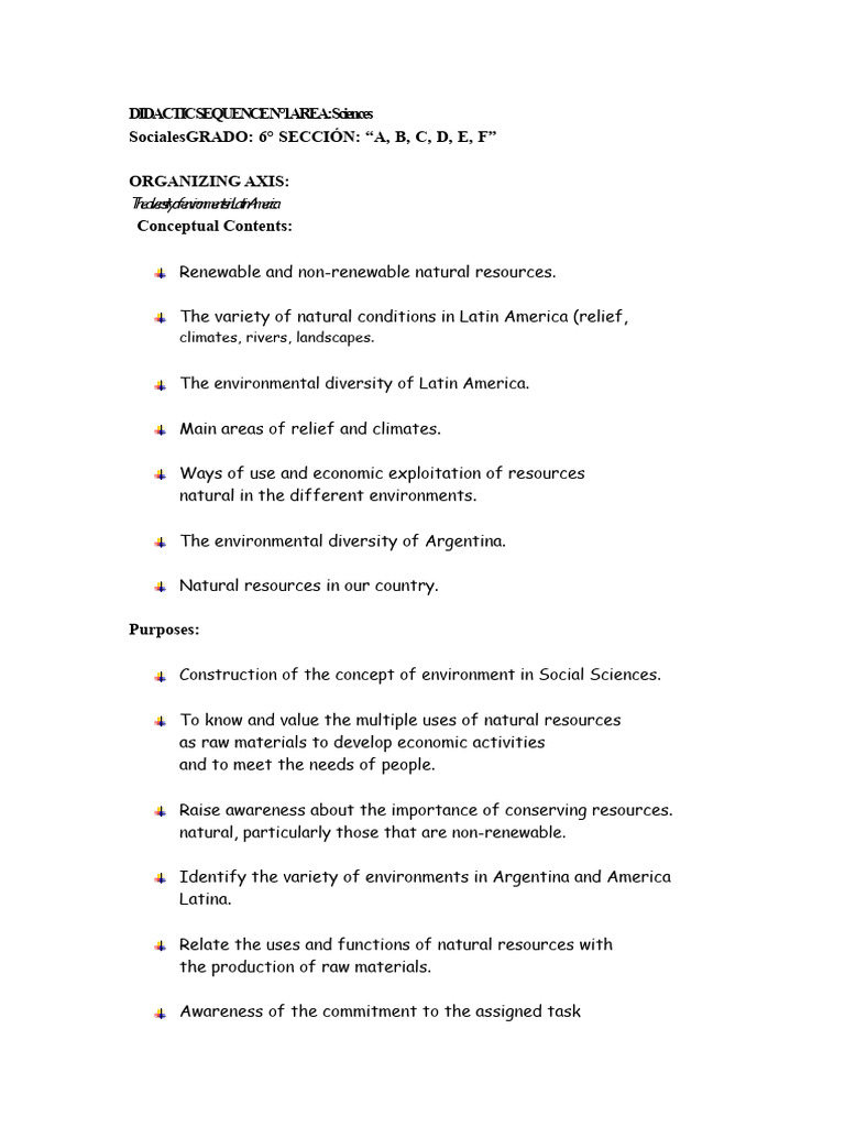 DIDACTIC SEQUENCE N2 Social Studies 6 Resources | PDF | Natural ...