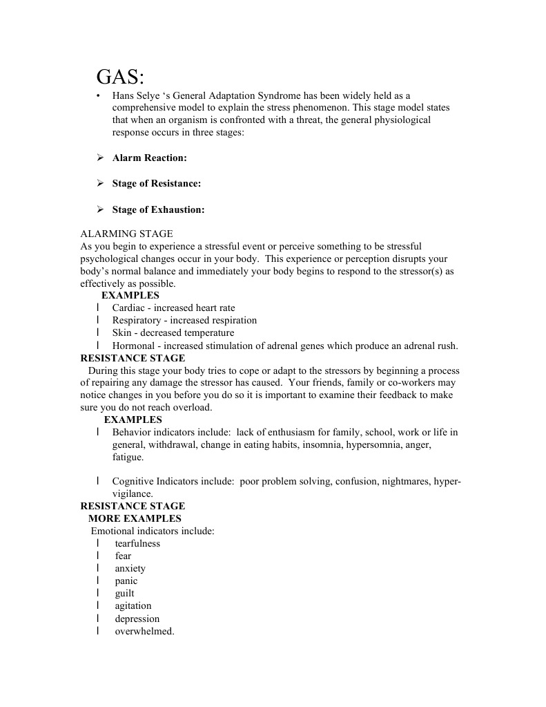 GAS - General Adaptation Syndrome | PDF | Coping (Psychology) | Stress ...