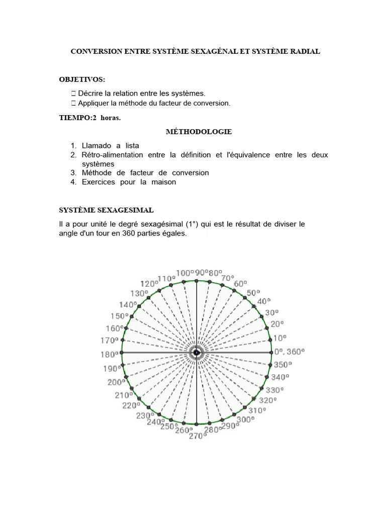 Conversion Systèmes Sexagésimal et Radial | PDF | Angle | Pi