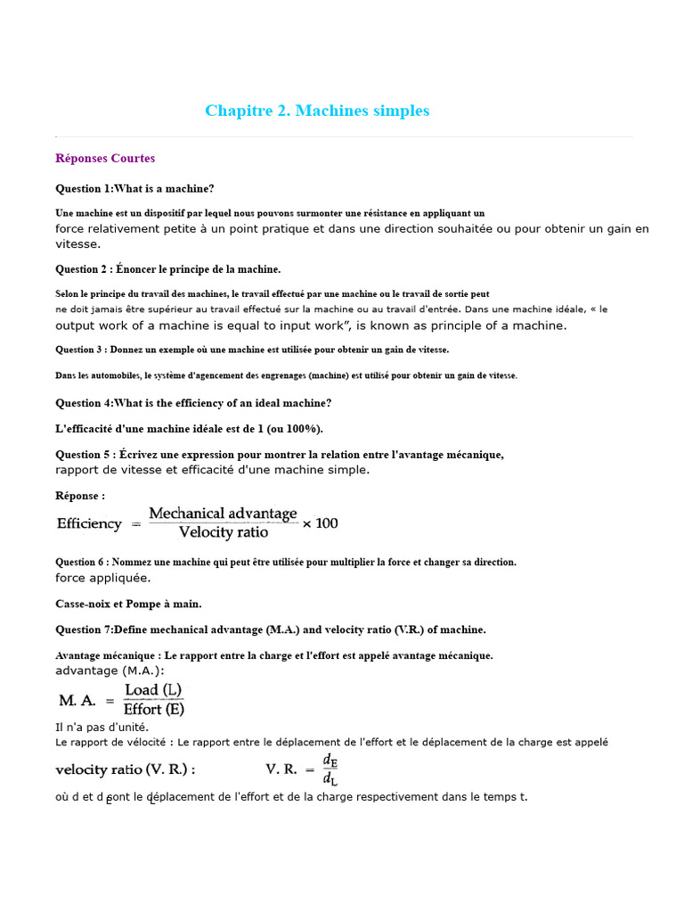 Introduction aux machines simples et leur fonctionnement | PDF | Levier ...