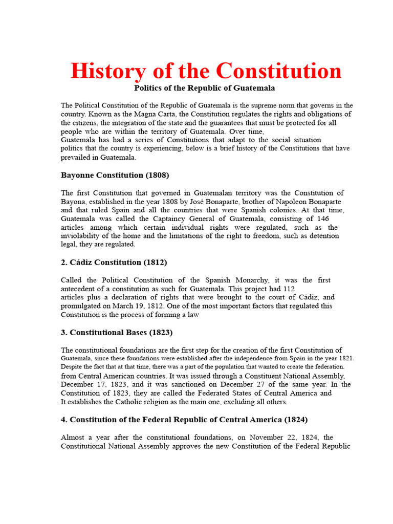 History of Guatemala's Constitutions | PDF | Guatemala | Constitution