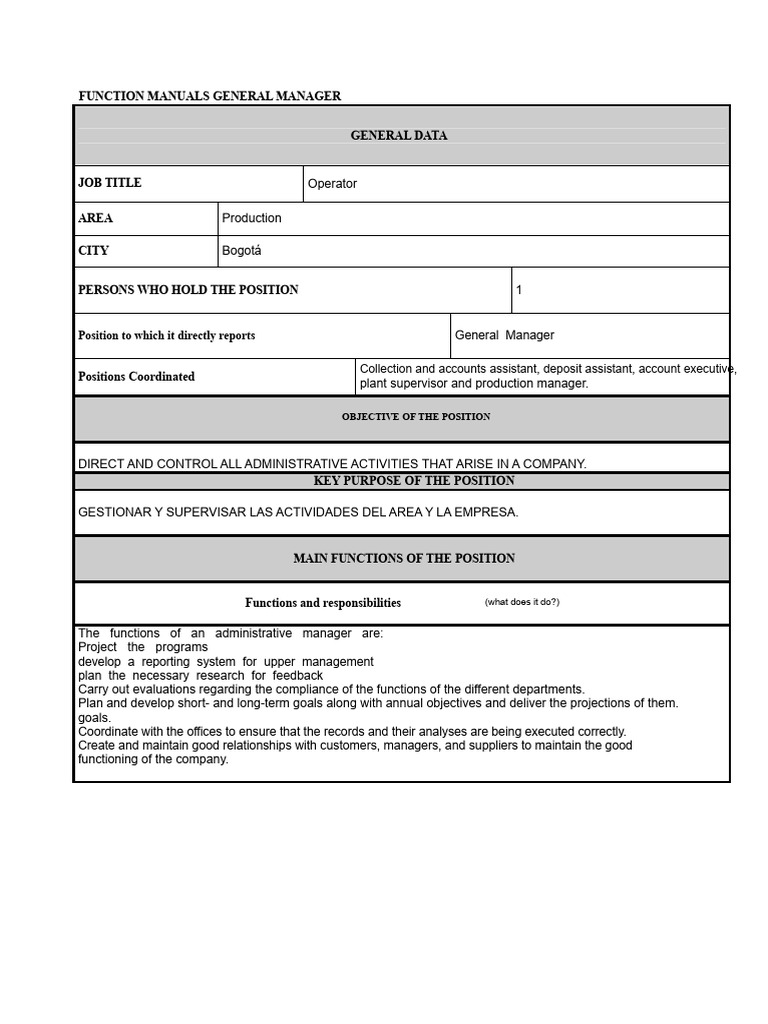 General Manager Function Manual | PDF | Business