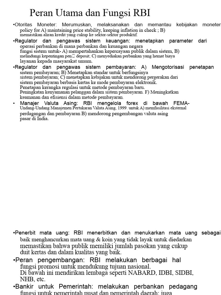 Fungsi Utama Bank Cadangan India (RBI) | PDF