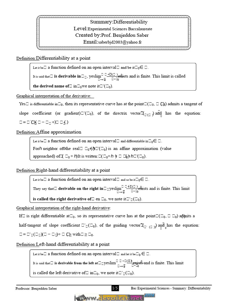 Course - Math Summary - Volume I - CH 03 - Differentiability ...