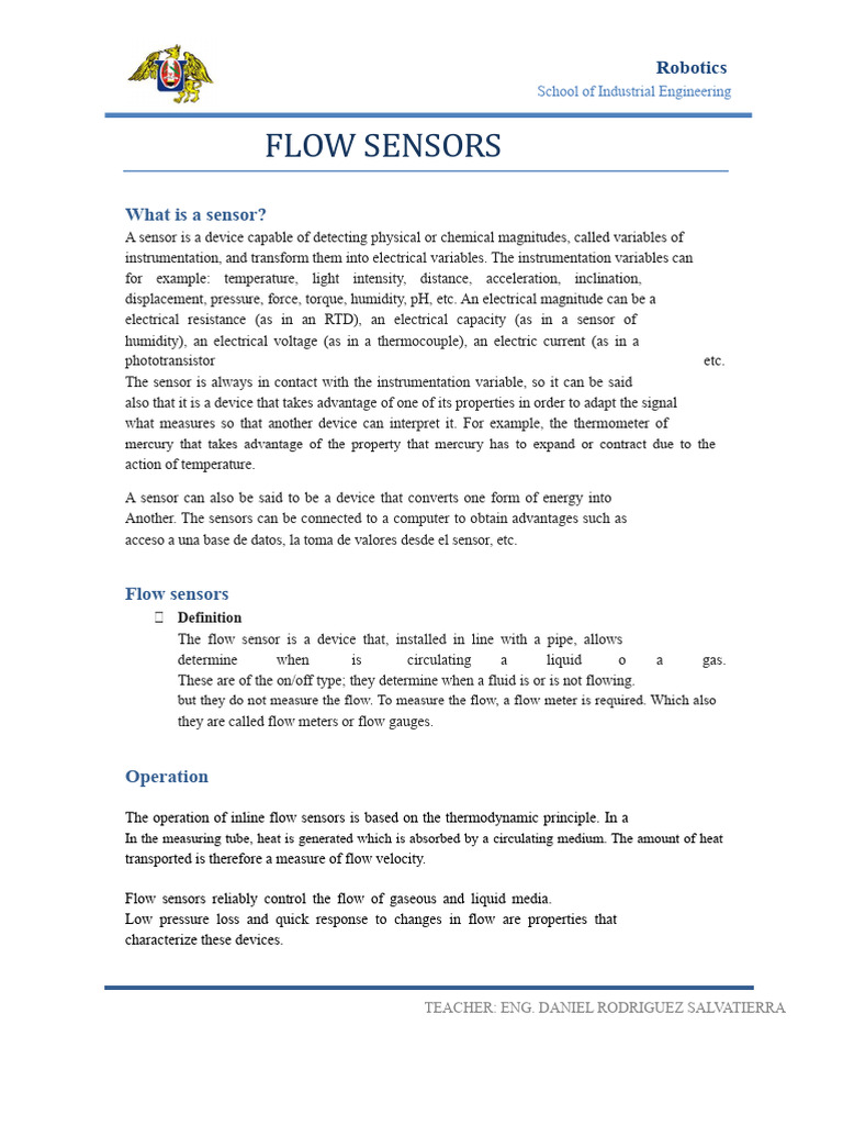 Flow Sensors | PDF | Flow Measurement | Fluid Dynamics