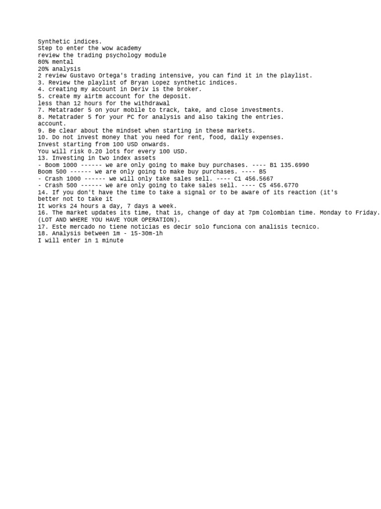 Basic Synthetic Indices | PDF