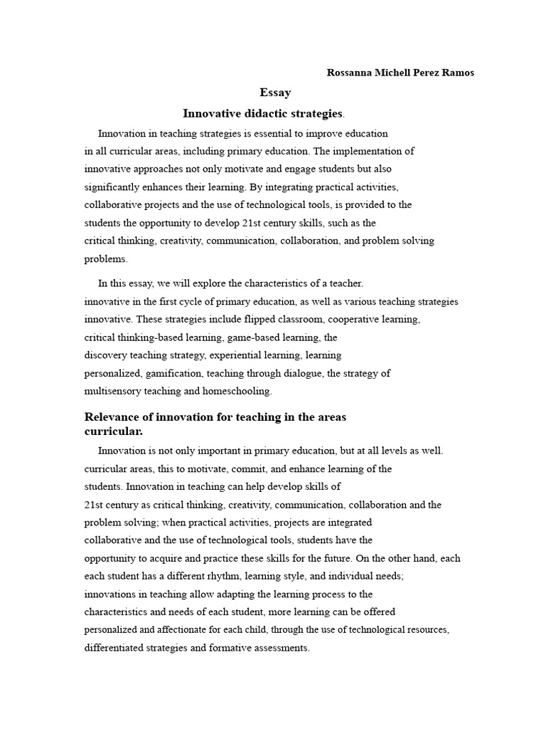 Innovation Essay - Innovative Didactic Strategies | PDF | Learning ...