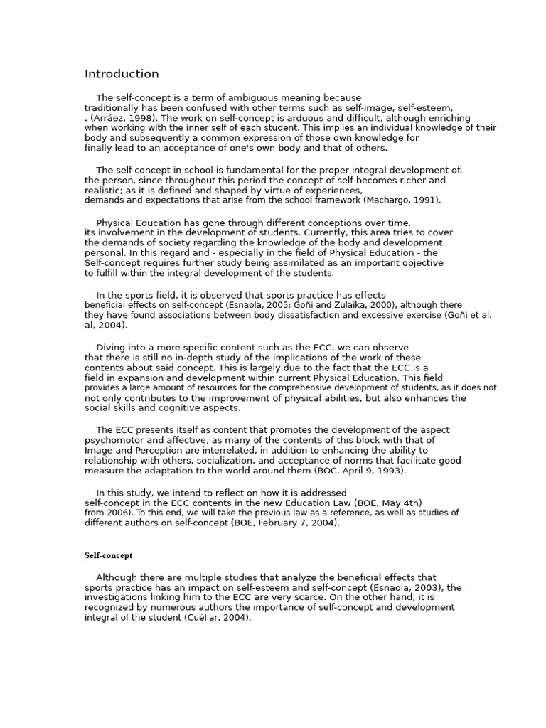 Self-Concept in Physical Education Curriculum | PDF | Self Concept ...