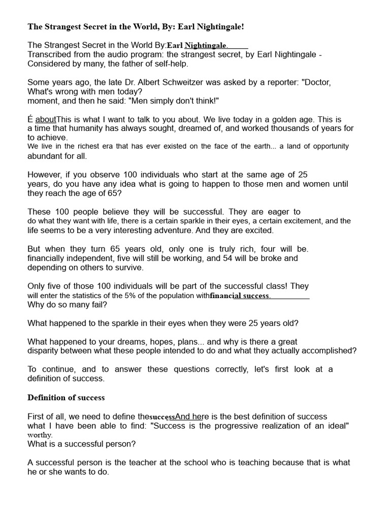 The Strangest Secret in The World - Summary - Book - Earl Nightingale ...