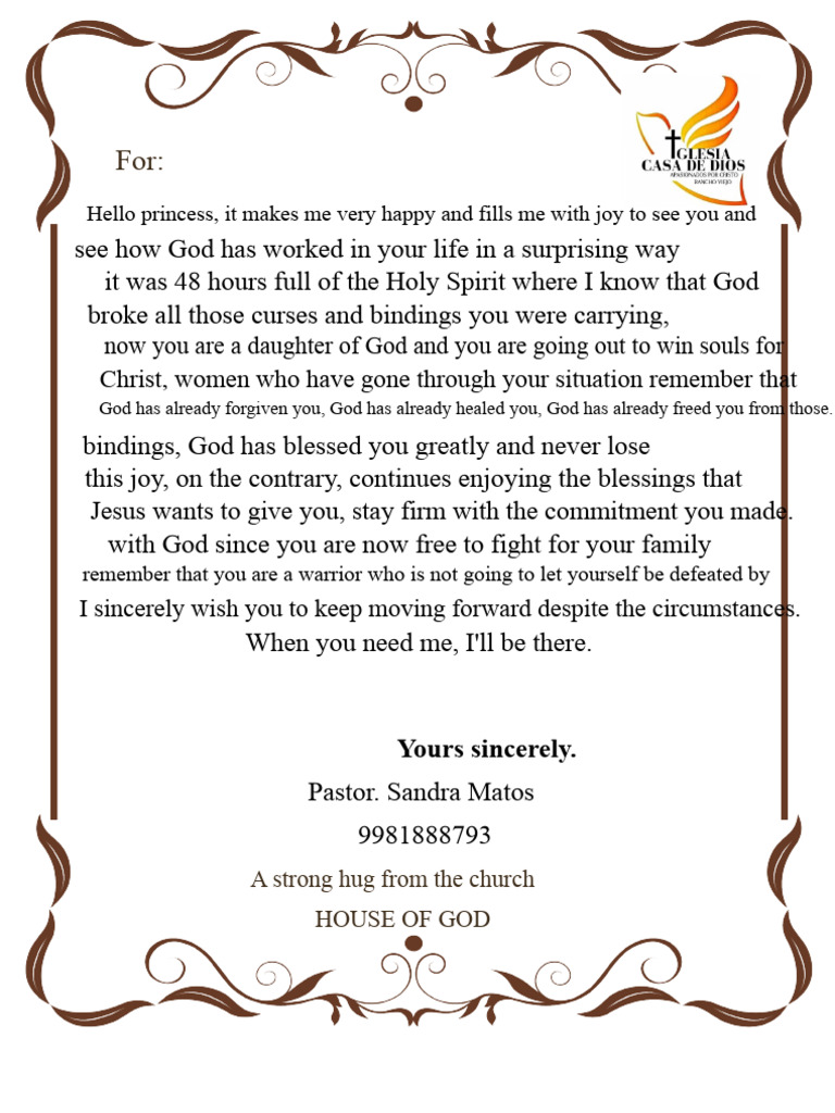 Pastor's Letter - Women's Retreat | PDF