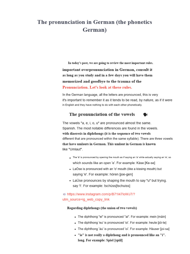 The Pronunciation in German (German Phonetics) - German Without ...