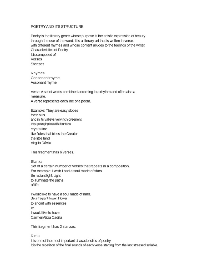 Poetry and Its Structure | PDF | Poetry | Rhyme